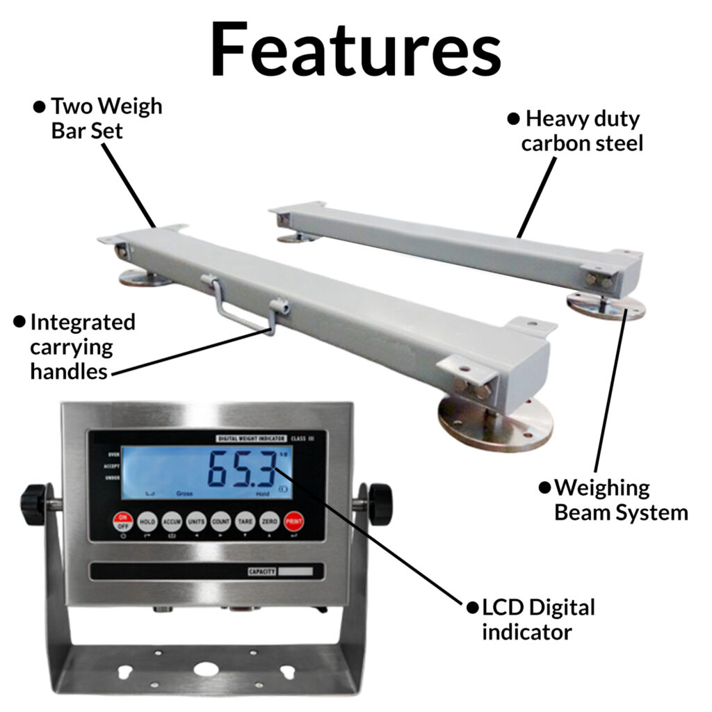 Heavy Duty Weigh Bar Scales 40" Long 10,000 lb - Prime USA Scales