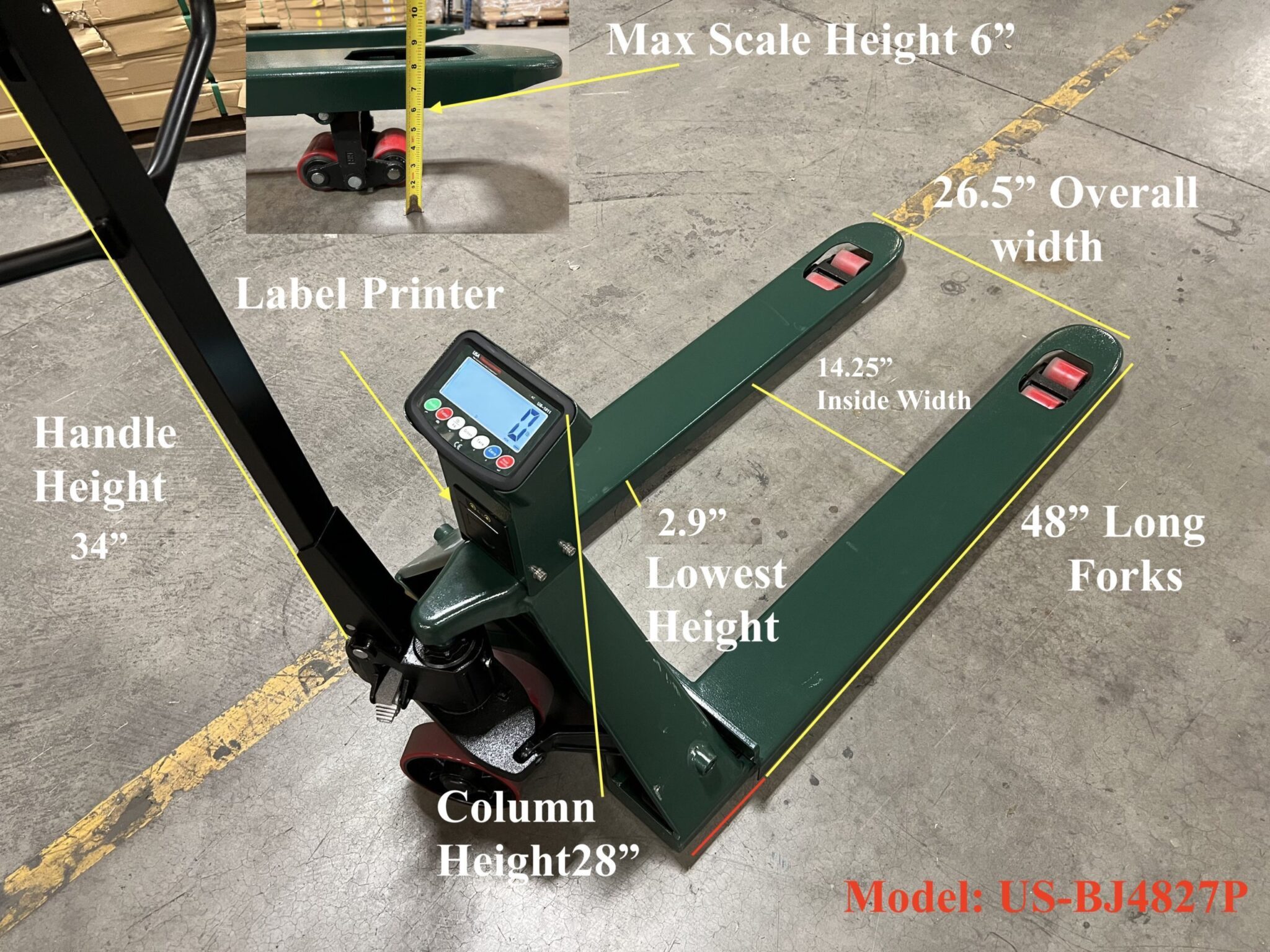 US-BJ4827 & US-BJ4827P "Big Jack" Pallet Jack Scale - Prime USA Scales