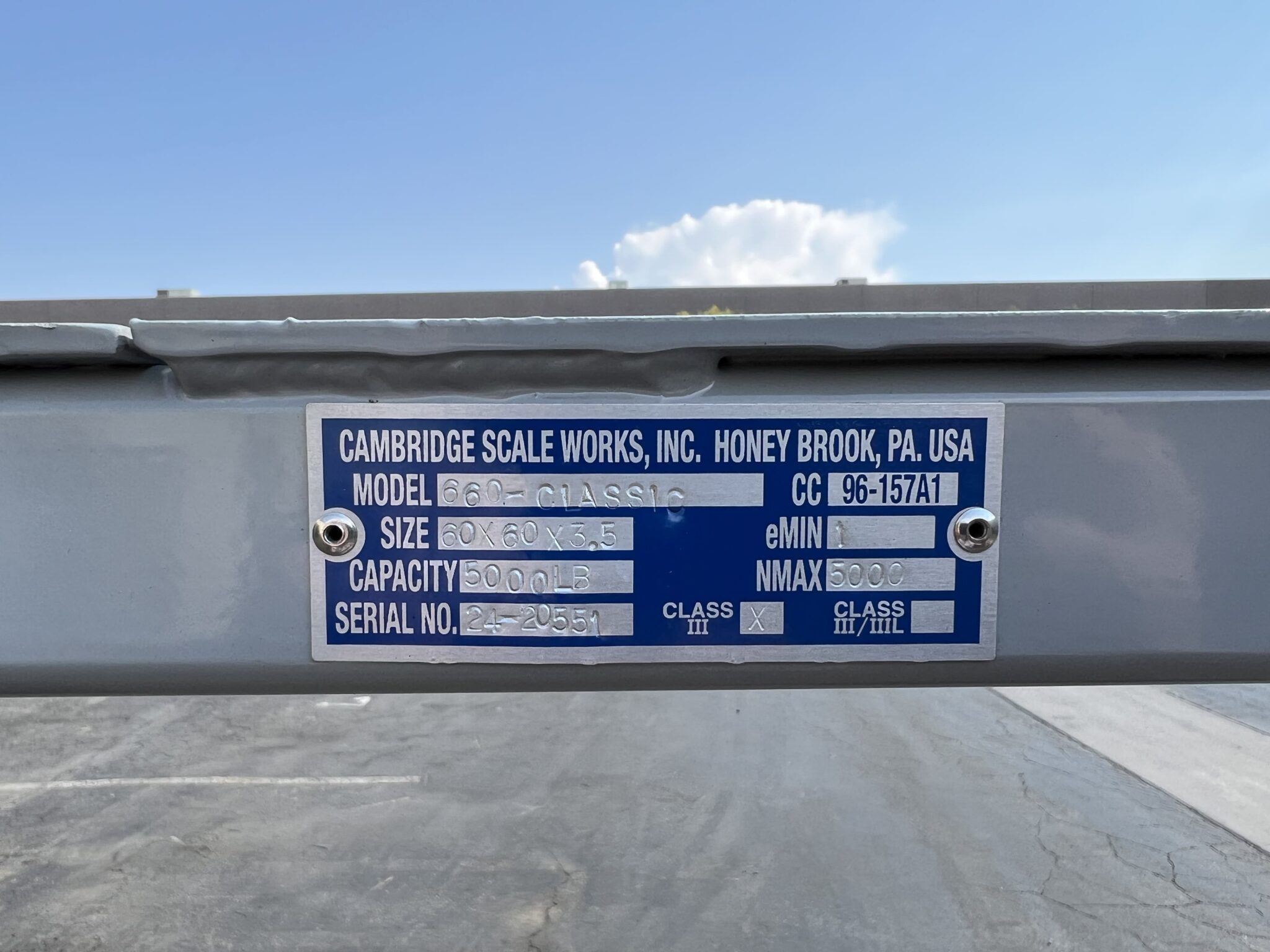 Cambridge 660 (Classic) Floor Scale 5x5 Platform 5,000 lb with CSW10AT ...