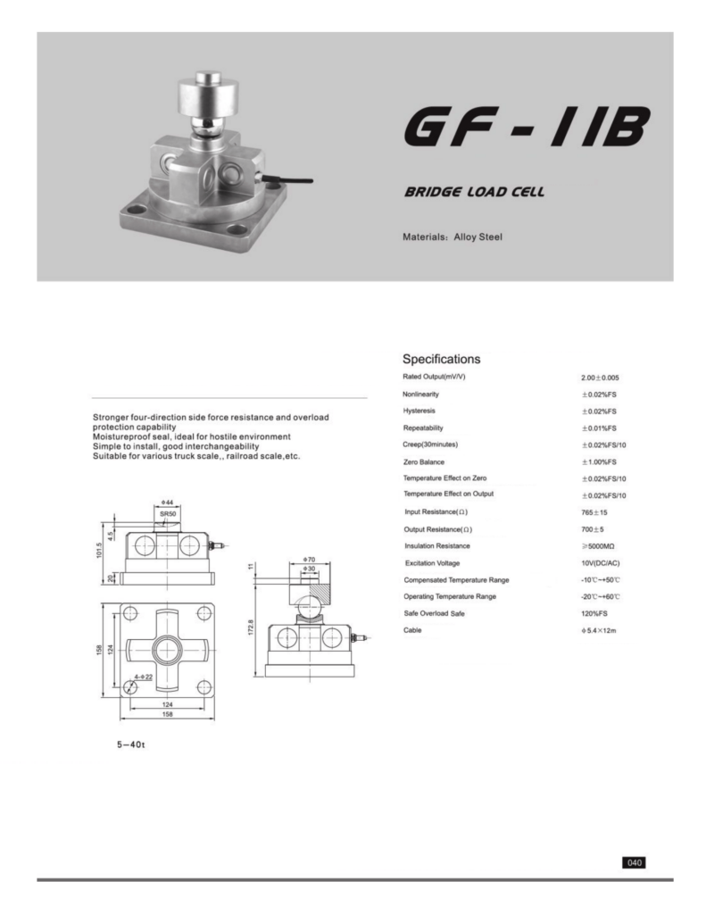 GF-11B-75K Compression Load Cell - Prime USA Scales