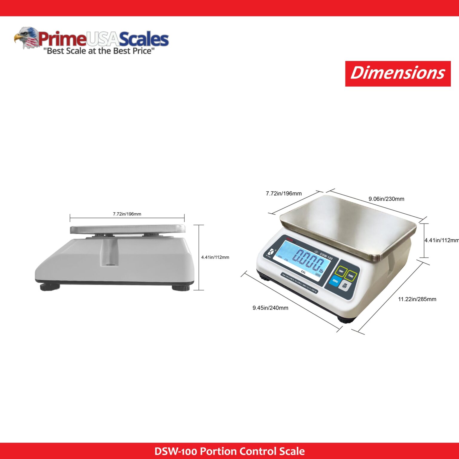 DSW-100D-30 Dual Display (30 lb x 0.01 lb) NTEP Approved - Prime USA Scales