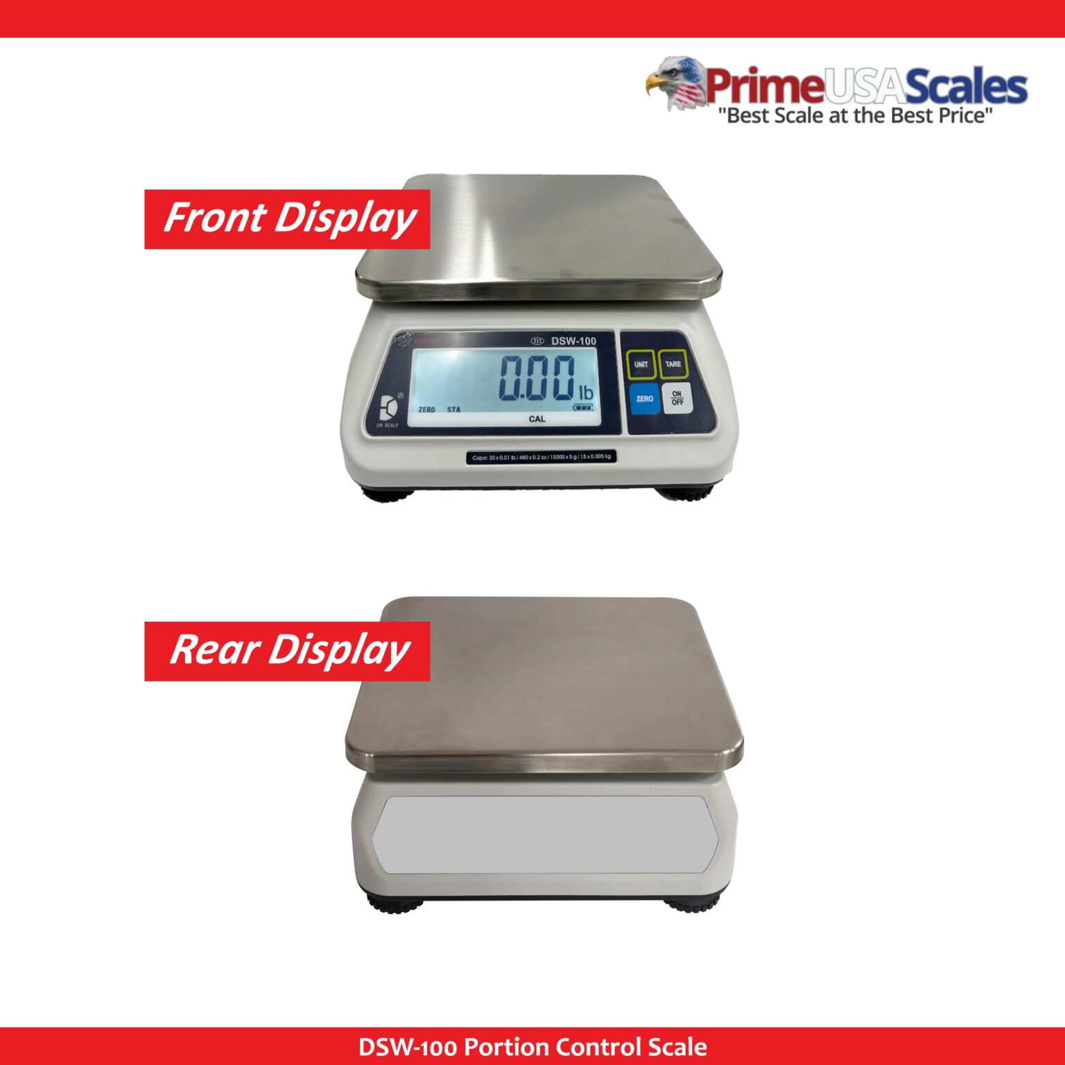 DSW-100-6 Single Display (6 lb x 0.002 lb) NTEP Approved - Prime USA Scales